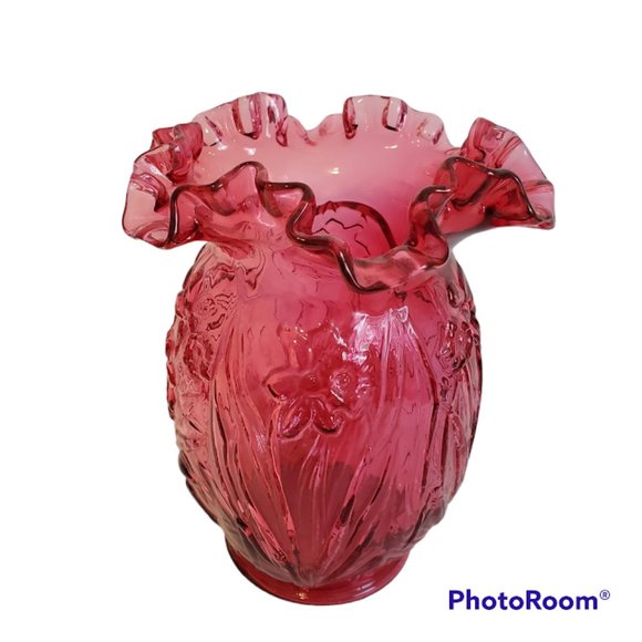 Fenton | Art | Vintage Fenton Cranberry Pink Glass Daffodil 3 ...